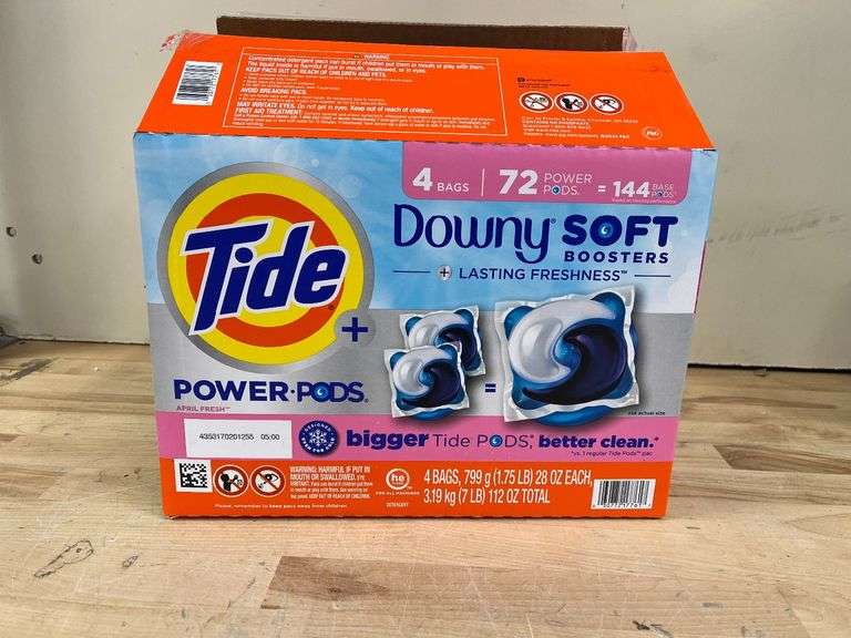 TIDE Power Pods w/Downy Soft Boosters Laundry Detergent Box, 4 Bags ...
