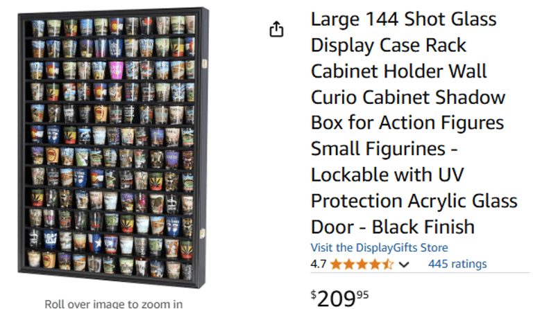 Large 144 Shot Glass Display Case | Open Box | (See Condition Notes ...