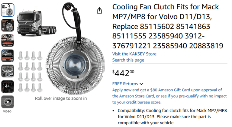 Cooling Fan Clutch Fits for Mack MP7/MP8 for Volvo D11/D13 | Open Box ...