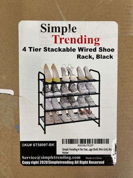 SIMPLE TRENDING 4-Tier Stackable Wired Shoe Rack, Black | Like New ...