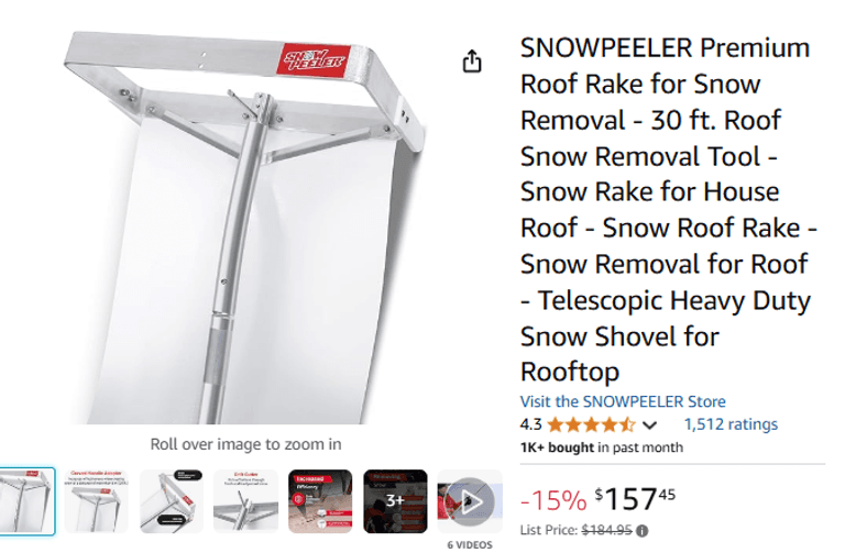 SNOWPEELER Premium Roof Rake | Open Box | (See Condition Notes) - Rio ...