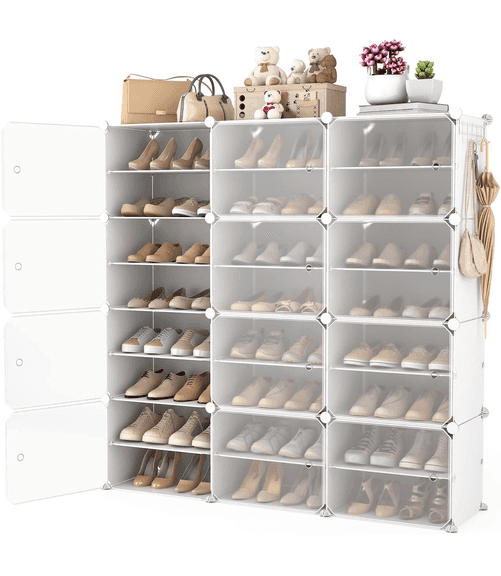 Portable Shoe Rack Organizer w/Doors, 8-Tier, 48 Pairs | Open Box ...