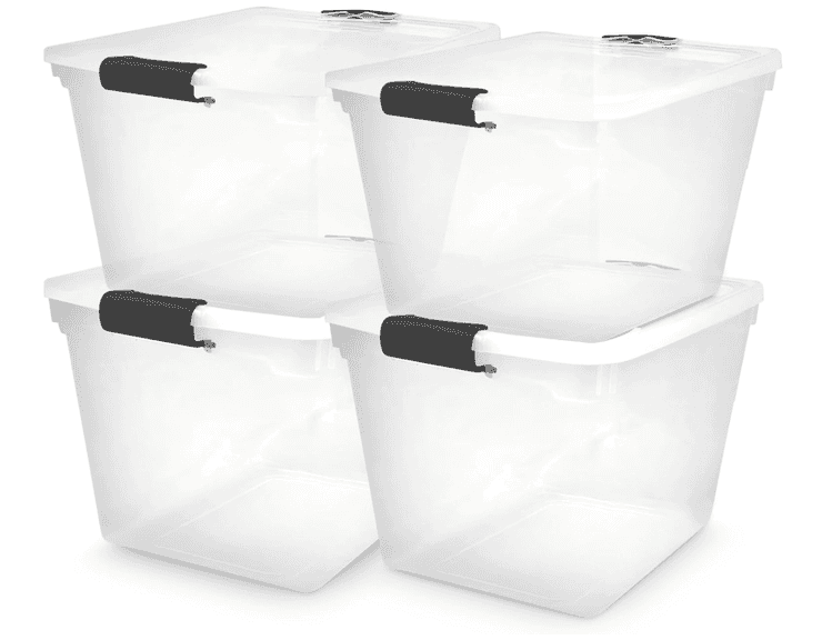 HOMZ 4-Pack, Large Clear Plastic Storage Bins, 31 Quart | Damaged ...