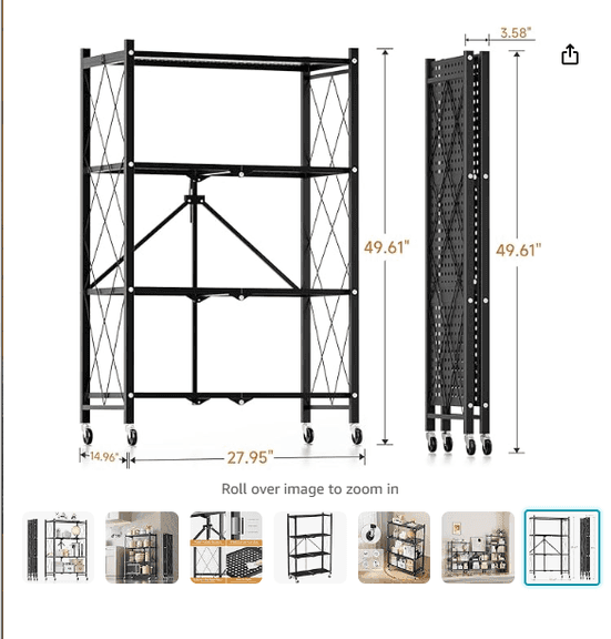 HealSmart Heavy Duty 4-Tier Foldable Metal Rack | Open Box | (See ...
