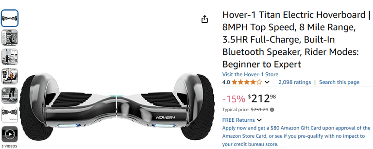 Hover-1 Titan Electric Hoverboard | Open Box | (See Condition Notes ...