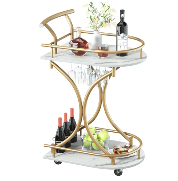 Maiproo Bar Cart with Wheels Handle Rolling Home Bar Serving Carts 2 ...