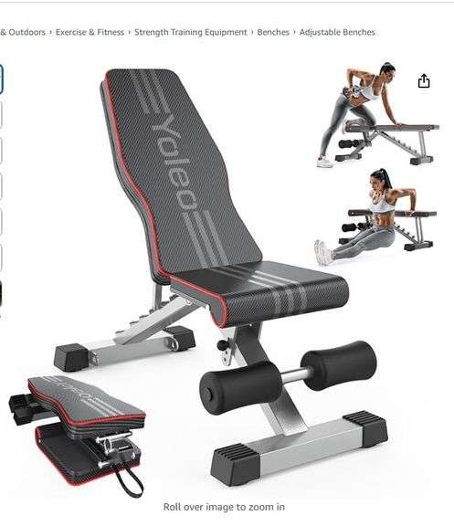 Yoleo Adjustable Weight Bench for Full Body Workout; Foldable Bench ...