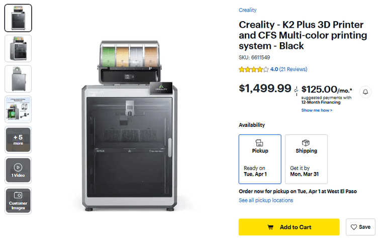 Creality - K2 Plus 3D Printer and CFS Multi-Color Printing System ...