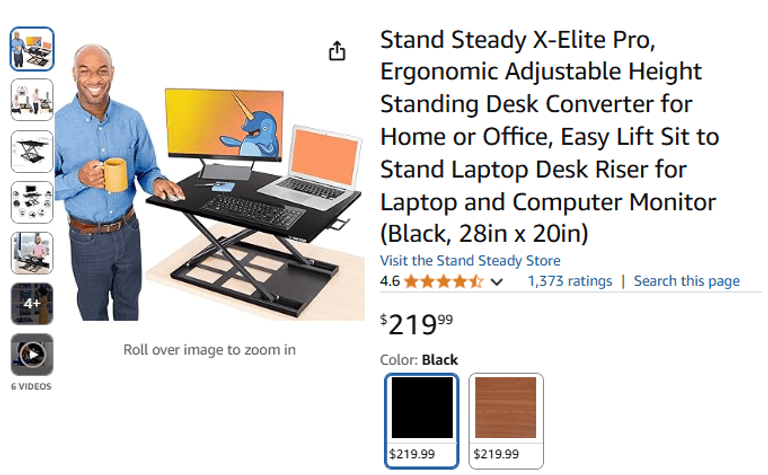 Stand Steady X-Elite Pro, Ergonomic Adjustable Height Standing Desk Converter for Home or Office ...