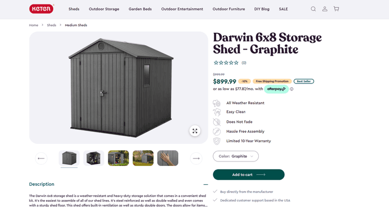 Keter Darwin 6' x 8' Storage Shed | Open Box - Rio Grande Trade