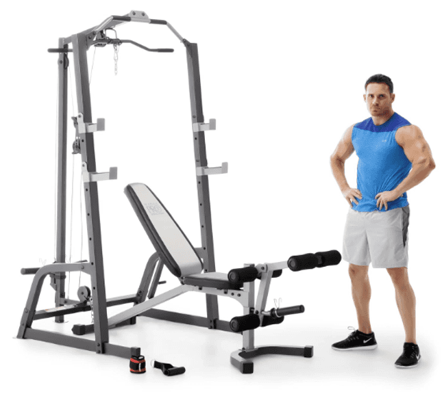 Marcy Pro Deluxe Cage System with Weightlifting Bench All-in-One | Open ...