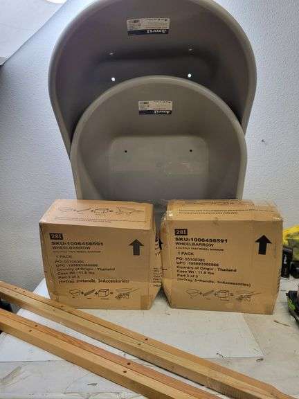 Bundle of 2, Anvil 4 cu. ft. Poly Wheelbarrow with a Pneumatic Tire ...