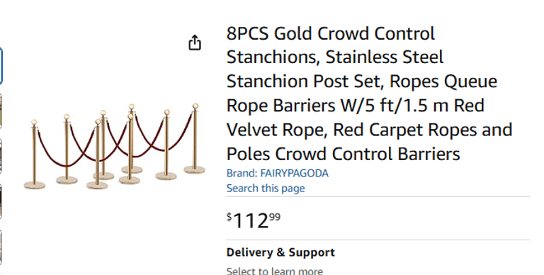 8PCS Gold Crowd Control Stanchions | Open Box | (See Condition Notes ...