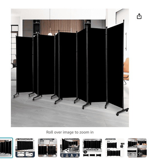 Room Divider Folding Privacy Screens with Lockable Wheels | Like New ...