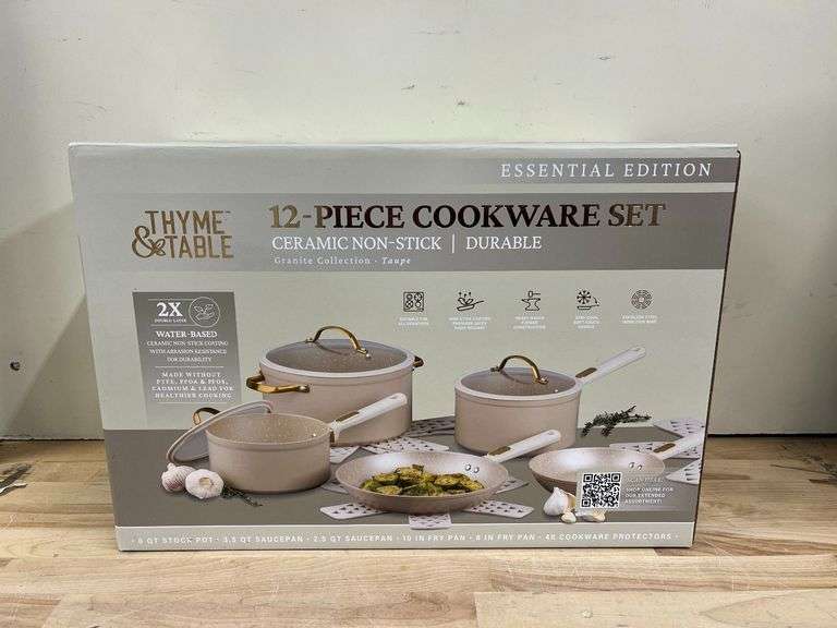 THYME & TABLE Essential Edition 12pc Ceramic Cookware Set | Like New ...