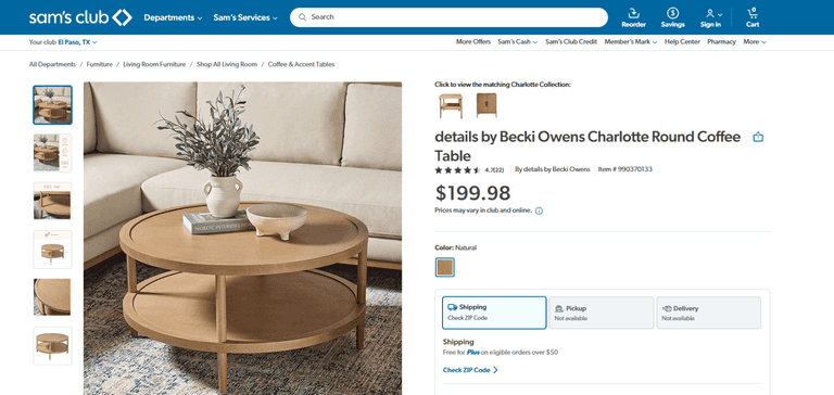 Becki Owens Charlotte Round Coffee Table | Like New - Rio Grande Trade