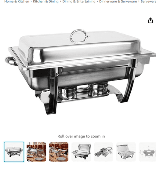 TrueCraftware 8 Qt. Stainless Steel Full Size Stackable Chafing Dishes ...