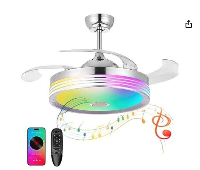42" Retractable Bluetooth Ceiling Fan w/ Light & APP Remote | Like New ...