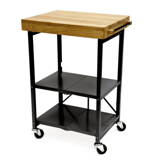 Origami Foldable Wheeled Portable Solid Wood Top Kitchen Island Bar ...