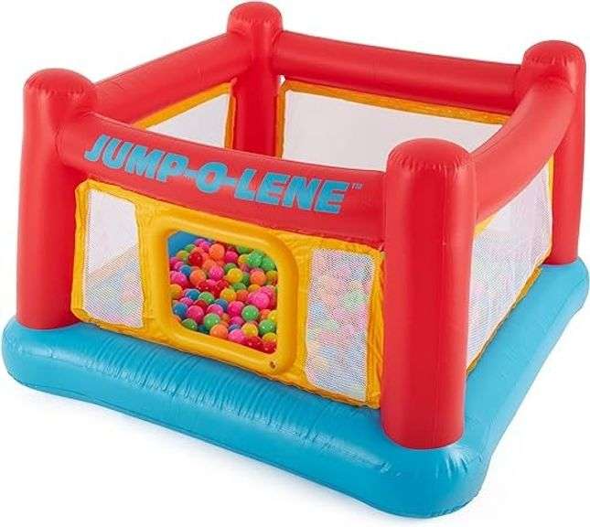 Intex Inflatable Jump-O-Lene Bounce House with Crawl-Thru Door & Net ...