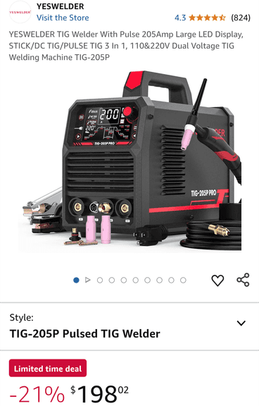 YESWELDER TIG Welder With Pulse 205Amp | Open Box | (See Condition ...