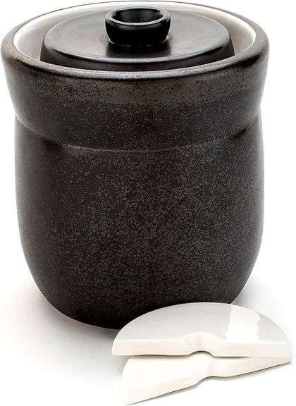 TOMO Fermentation Crock with Weights - Ceramic Sauerkraut Pickling ...