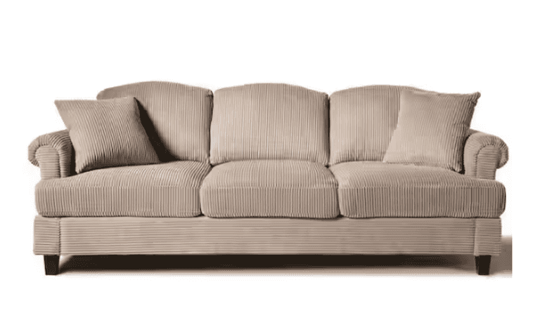 Allwex TATA 91" Rolled Arm Corduroy 3-Seater Couch Modern Rectangle ...