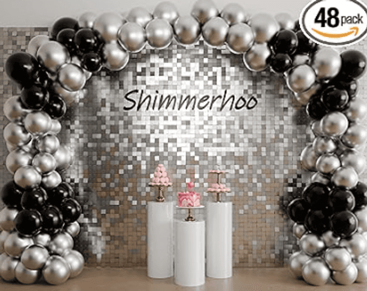 Silver Shimmer Wall Backdrop 48pcs | Open Box | (See Condition Notes ...