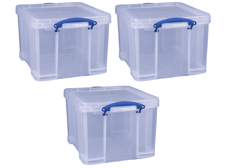 3 Pack 32 Liter Plastic Stackable Storage Bin Containers with Lids ...