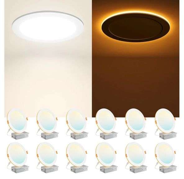 Amico 12 Pack LED Recessed Ceiling Lights w/Night Light | Open Box ...