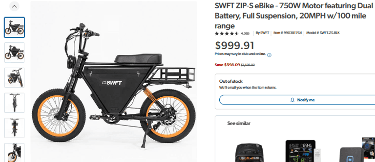 SWFT ZIP-S eBike - 750W Motor featuring Dual Battery, Full Suspension ...