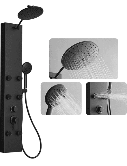 Homevacious Stainless Steel Shower Panel System Black | Open Box | (See ...