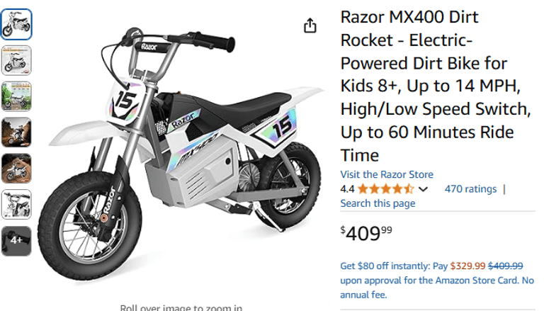 Razor MX400 Dirt Rocket - Electric-Powered Dirt Bike | Open Box | (See ...