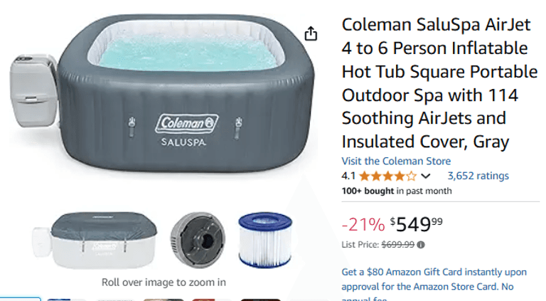 Coleman SaluSpa AirJet 4 to 6 Person Inflatable Hot Tub | Like New - Rio Grande Trade
