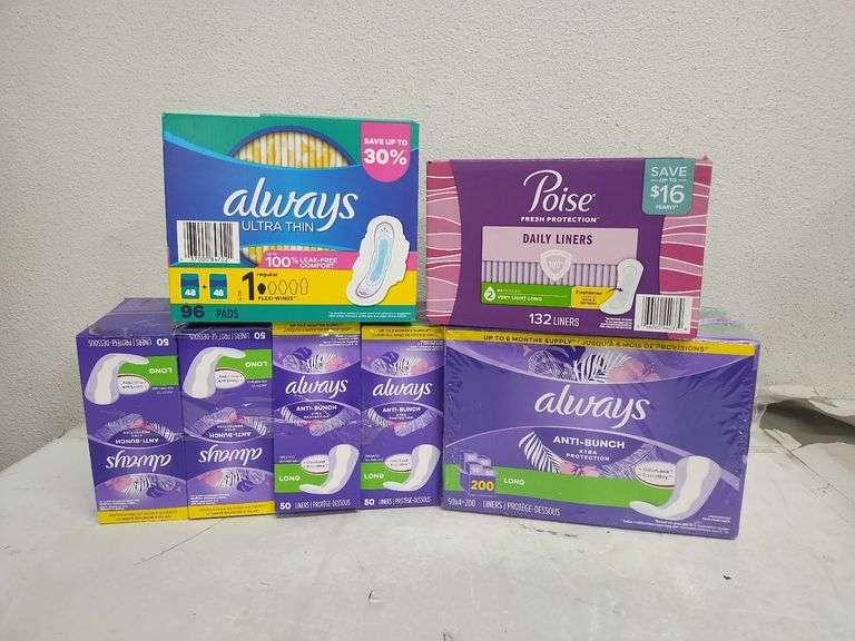 Always Anti-Bunch Liners 50 Count (8 Boxes), Always Ultra Thin Regular ...