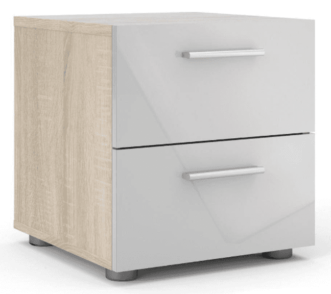 Austin 2-Drawer Oak Structure/White High Gloss Nightstand | Open Box ...