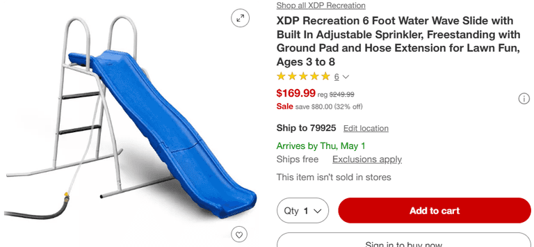 XDP Recreation 6 Foot Water Wave Slide with Built In Adjustable ...