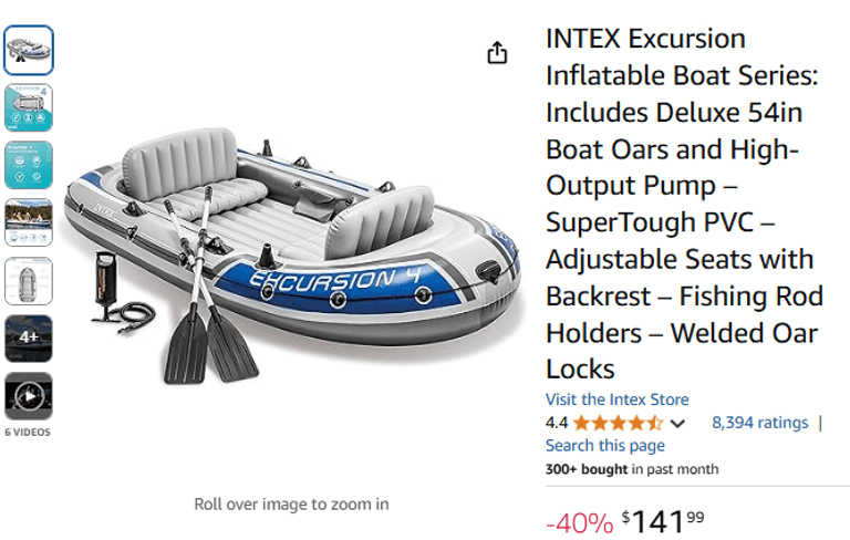 INTEX Excursion Inflatable Boat Series: Includes Deluxe 54in Boat Oars ...