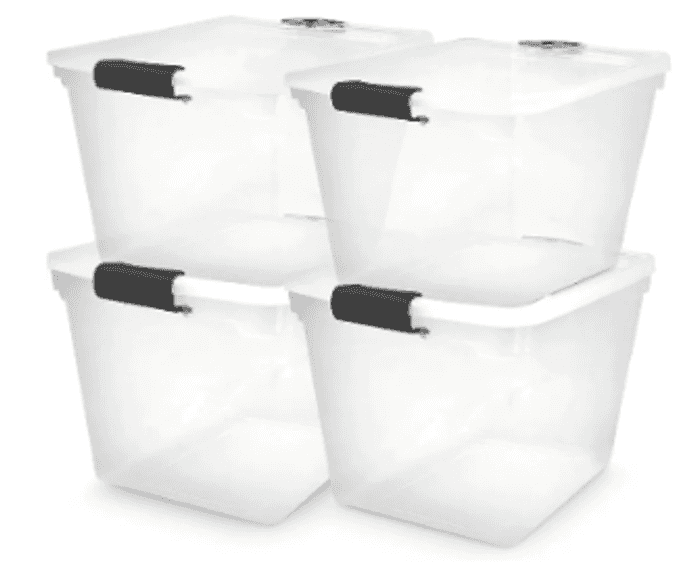 HOMZ 4 Pack Large Clear Plastic Storage Bins w Lids | Damaged | (See ...