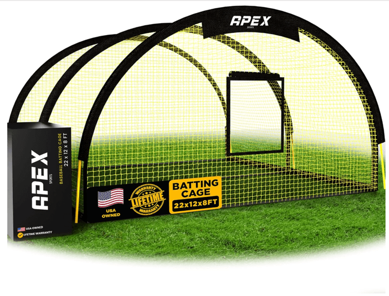Apex Sports Portable 22ft x 12ft x 8ft Baseball & Softball Batting Cage ...