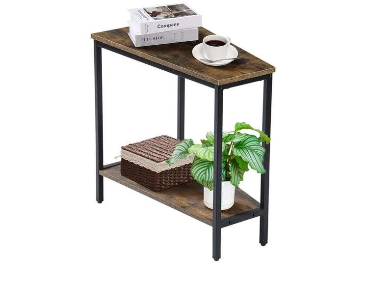 TOLONAG Triangle Wedge End Table Brown & Black | Open Box | (See ...