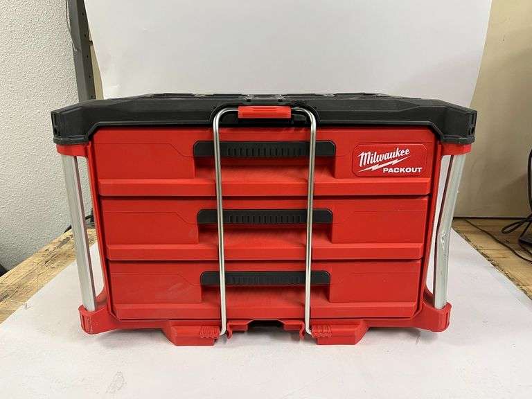 MILWAUKEE Packout 3-Drawer Toolbox, 50lbs Cap. | Open Box | (See ...