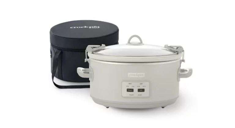 Crock-Pot 7 Qt. Slow Cooker w/Carrying Case White | Open Box | (See ...
