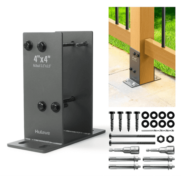 Hulave 8 Pack Stainless Steel 4" x 4" Post base | Open Box | (See ...