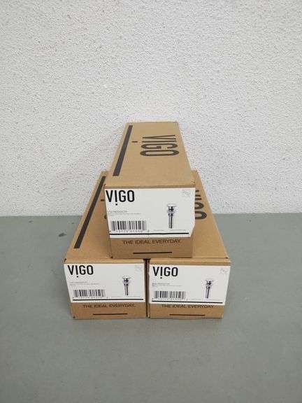 Vigo Bathroom Sink Pop-Up Drain With Overflow, Set Of 3, Chrome | Open ...