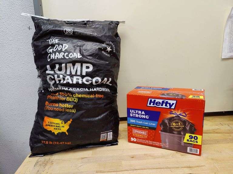 The Good Charcoal Lump Charcoal & Hefty Ultra Strong Trash Bag Bundle ...