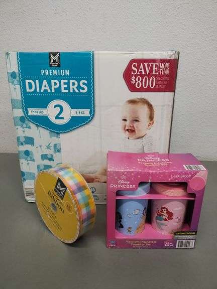 Bundle- Member's Mark PREMIUM DIAPERS Size 2/ Disney Princess Tumbler ...