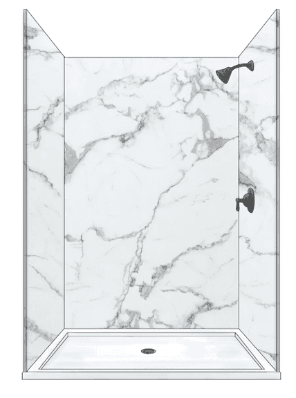 Polymarm 60" W 80" H 36" D Three Wall Composite Shower Wall Panel ...