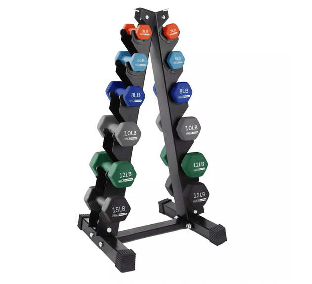 HolaHatha Neoprene Dumbbell Weight Set w/ Storage Rack | Open Box ...