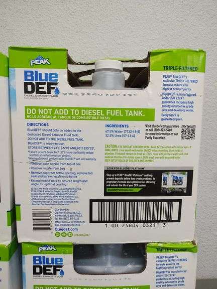 Peak Blue Def Diesel Exhaust Fluid 2.5 Gallon, 4 Boxes | Open Box ...